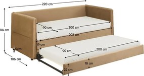 Postel s výsuvnou přistýlkou, hnědá, 90x200, TALNIA Kondela 0000416480