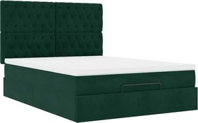 Osmanský rám postele s matracemi tmavě zelená 140x190cm samet 3314393