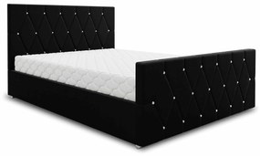 Manželská postel 160 cm Illa (černá) (s roštem a úložným prostorem). 1046989