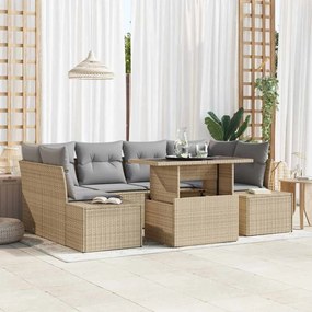 Set pohovek 7 ks Béžová a Světle šedá polyratan 3349116