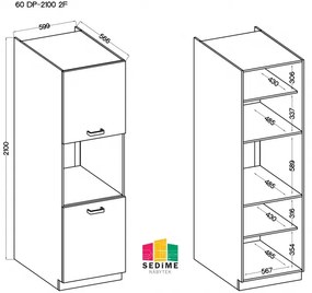 Kuchyňská skříňka LARA bílá 60 DP-210 2F