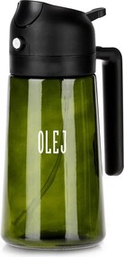 VILDE Skleněný rozprašovač a dávkovač na olej 2v1 450ml - zelené sklo