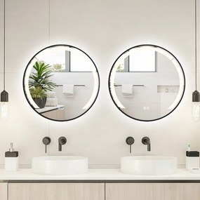 Costway 60 cm kulaté koupelnové zrcadlo s LED světlem