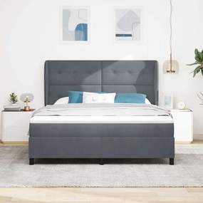 Postel s boxspringem s polštářem Tmavě šedá 200 x 180 cm samet 3340941