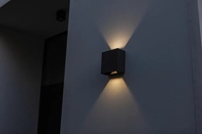LUTEC Venkovní nástěnné LED osvětlení GEMINI BEAMS, 10W, teplá bílá, hranaté, šedé, IP54 5104003012