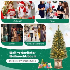 Costway 120 cm Umělý vánoční stromek v květináči se světly a světly, časovačem