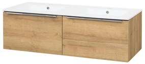 Mereo Mailo, koupelnová skříňka s keramickým umyvadlem 121 cm, dub Riviera, chrom madlo CN528