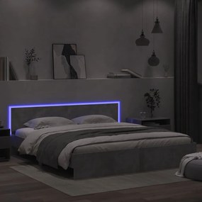 Rám postele s čelem a LED osvětlením betonově šedý 180 x 200 cm
