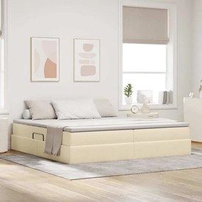 Postel s úložným prostorem a matrací Krémová 200 x 200 cm 3370252