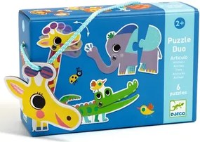 DJECO Puzzle Duo Pohyblivé zvířátka / 6x2 dílků / od 2 let