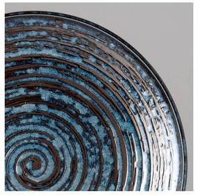 Modrý keramický talíř MIJ Copper Swirl, ø 25 cm