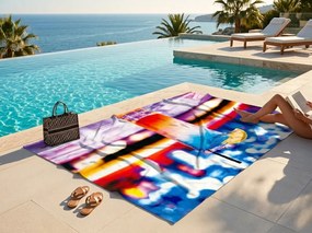 Rychleschnoucí XXL plážová osuška FRIZZEL barevná 150 x 210 cm, 100% mikrovlákno
