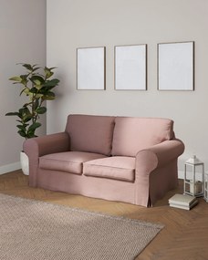 Potah na pohovku IKEA Ektorp 2-místná, rozkládací, STARÝ MODEL barva růžová látka pletený vzor