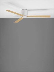 NV 9952335 Stropní ventilátor DELL tělo z hliníku dřevo a matná bílá 3ABS dřevěné listy - NOVA LUCE