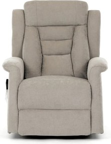 Relaxační křeslo s elektrickým ovládáním, pomoc při vstávání, potah lanýžová látka, 2 motory (82 x 98) cm