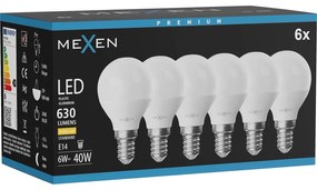 Mexen Nova 6x LED žárovka E14, G45, 6W, Teplá - 3000K, 630 lm - L101-E14-0630-01x06