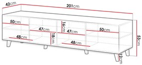 Stylový televizní stolek HAER 2 - dub wotan / černý
