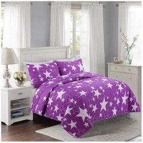Home Design Přehoz na postel fialové Hvězdy 200x240 cm