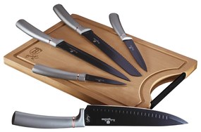 6dílná sada kuchyňských nerezových nožů s deskou na krájení GREY 19861