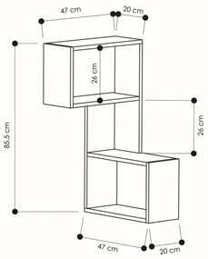 Rohová nástěnná police PART 85,5x47 cm bílá