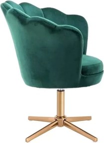 LuxuryForm DESIGN Otočné křeslo FREY VELUR na zlatém kříži - zelené