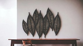 Živé listy - kovový obraz na zeď Velikost: 200cm, Barva: Black