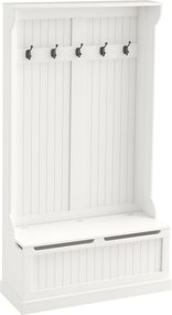 HOMCOM věšák na kabáty s botníkem a lavičkou do předsíně, s 5 háčky a úložným prostorem, 96x34x179,7cm, slonová kost | Aosom