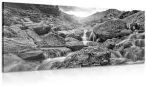 Obraz vysokohorské vodopády v černobílém provedení Varianta: 120x60