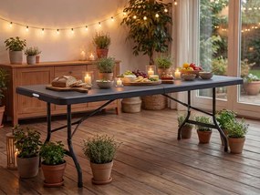 Casaria Skládací plastový stůl bílý 183×76 cm s rukojetí
