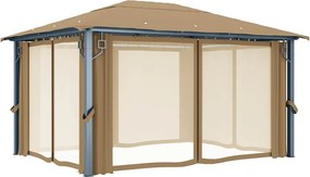 Altán se závěsy 400 x 300 cm taupe hliník 313894