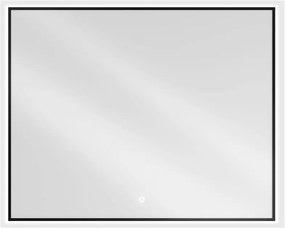 Mexen Erma, LED koupelnové zrcadlo s podsvícením a černým rámem 100x80 cm, 6000K, ochrana proti zamlžování, 9814-100-080-611-70