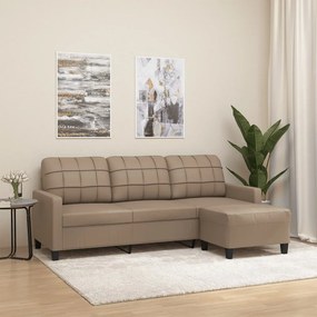 3místná pohovka s podnožkou cappuccino 180 cm umělá kůže 3201018