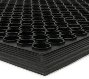 Černá gumová průmyslová protiúnavová protiskluzová olejivzdorná rohož (75% nitrilová pryž) Workmate, FLOMAT - délka 60 cm, šířka 90 cm a výška 1,4 cm