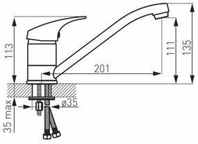 FERRO - Dřezová baterie ONE lesklý chrom