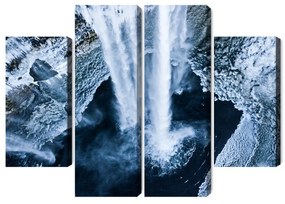 Vícedílný obraz Zimní Vodopád Nedostatek Nedostatek Přírodní plátno 160x120