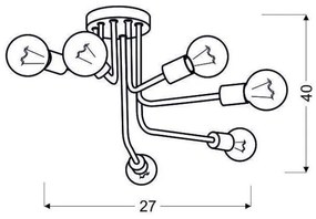Přisazený lustr SPILL 6xE27/60W/230V