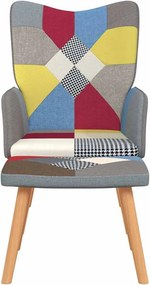 Relaxační křeslo se stoličkou patchwork textil 328184