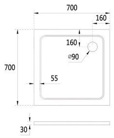 Olsen Spa Čtvercová mramorová sprchová vanička VENETS Rozměr A - 70 cm, Rozměr B - 70 cm VANKCTVE70