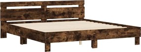 Rám postele s čelem a LED osvětlením kouřový dub 180 x 200 cm 3207529