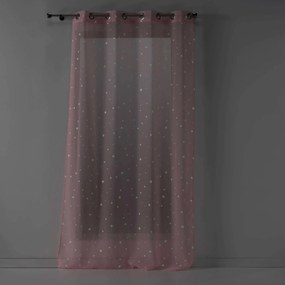 Dětská záclona s očky se vzorem s hvězdami FLUO NIGHT, 140 x 240 cm, růžová