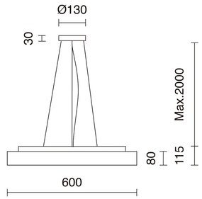 Indeluz 801C-L3348B-02 závěsné LED svítidlo Bilog M, černé, 44W, 4000K ø60cm