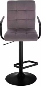 LuxuryForm DESIGN Barová židle VERONA BLACK VELUR na černé kulaté podstavě - tmavě šedá