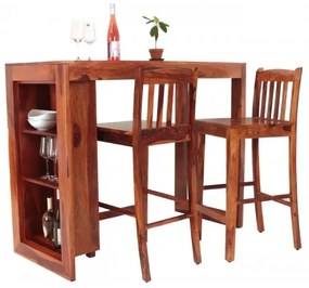 Indický nábytek - Barový jídelní stůl 140x110x60 z indického masivu palisandr Super natural