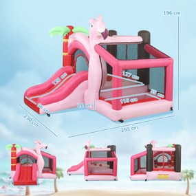 AIYAPLAY Skákací hrad pro děti s ventilátorem, skluzavkou, trampolínou, bazénkem s míčky, košem na basketbal, 255x230x196 cm