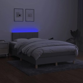 Box spring postel s matrací a LED světle šedá 120x190 cm textil 3270088