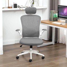 Ergonomická kancelářská židle s bederní opěrkou a opěrkou hlavy, šedá