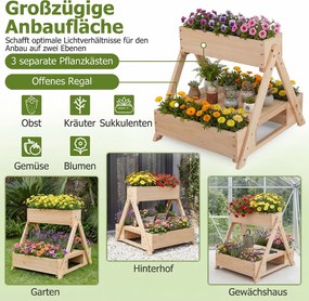 Costway Vyvýšený záhon ze schůdků z jedlového dřeva s 3 Oddělené truhlíky