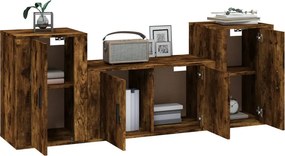 3dílný set TV skříněk kouřový dub kompozitní dřevo 3188507