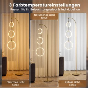 Costway 3 stojací lampa Flammig LED na čtení s 3 závěsnými kroužky a nožním