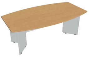 Stůl jednací sud 200 cm - Hobis Gate GJ 200 Dekor stolové desky: buk, Dekor lamino podnože: šedá